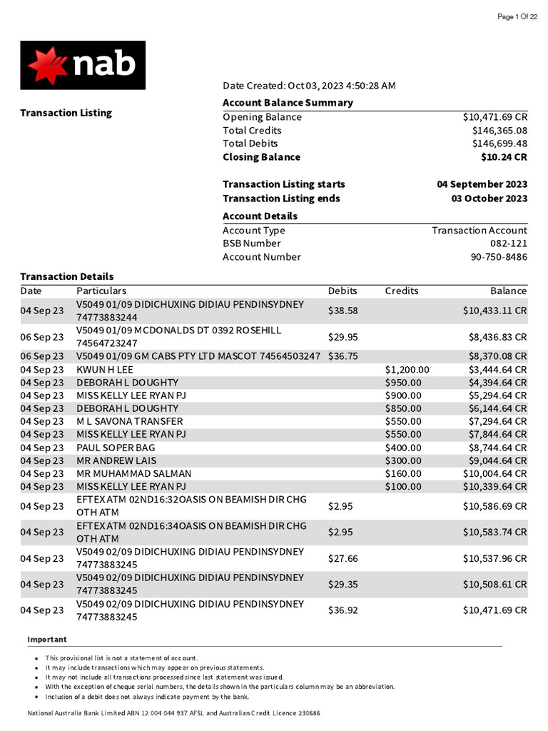 Interim - Statement - 03-Oct-2023 04 - 50 - 35 | PDF | Debits And ...