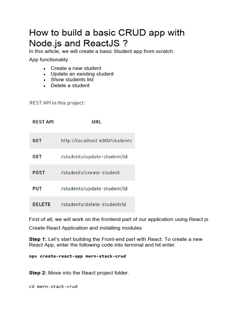 Mern Stack Crud Operations Pdf Mongo Db System Software