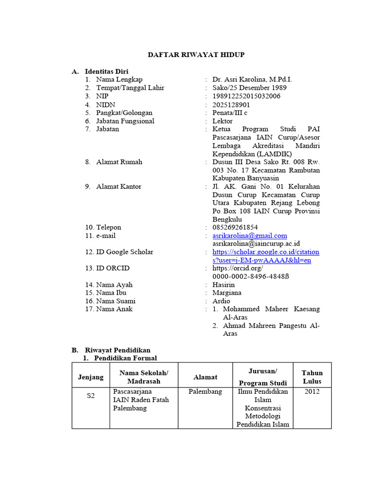 CV Asri Karolina New | PDF