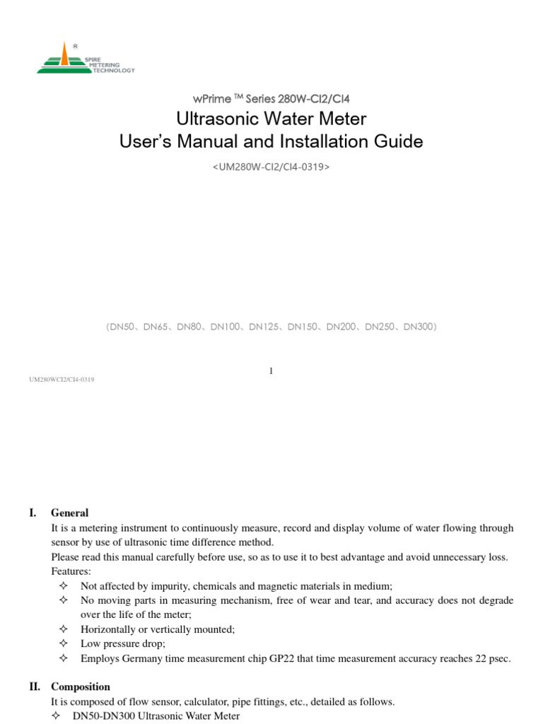 Water Meter 280W-CI2-CI4 User Manual 0319 | PDF | General Packet Radio ...