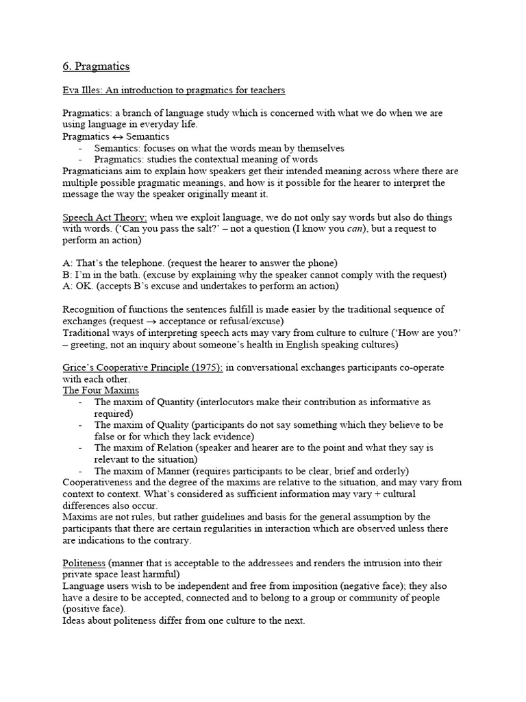 04 Pragmatics Pdf Human Communication Communication