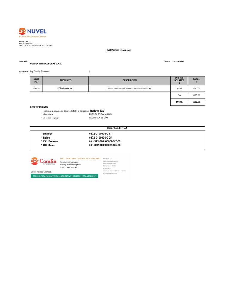 Modelo de Cotizacion para Ventas Formales | PDF