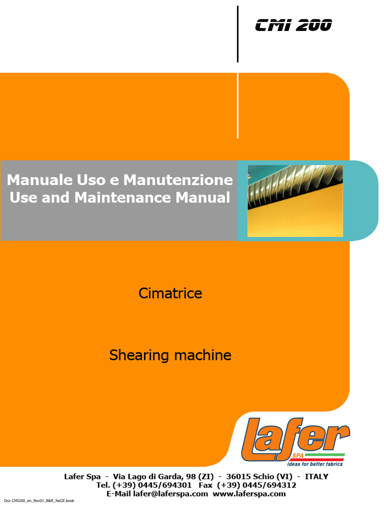 CMI 200 Shearing Machine Manual | PDF