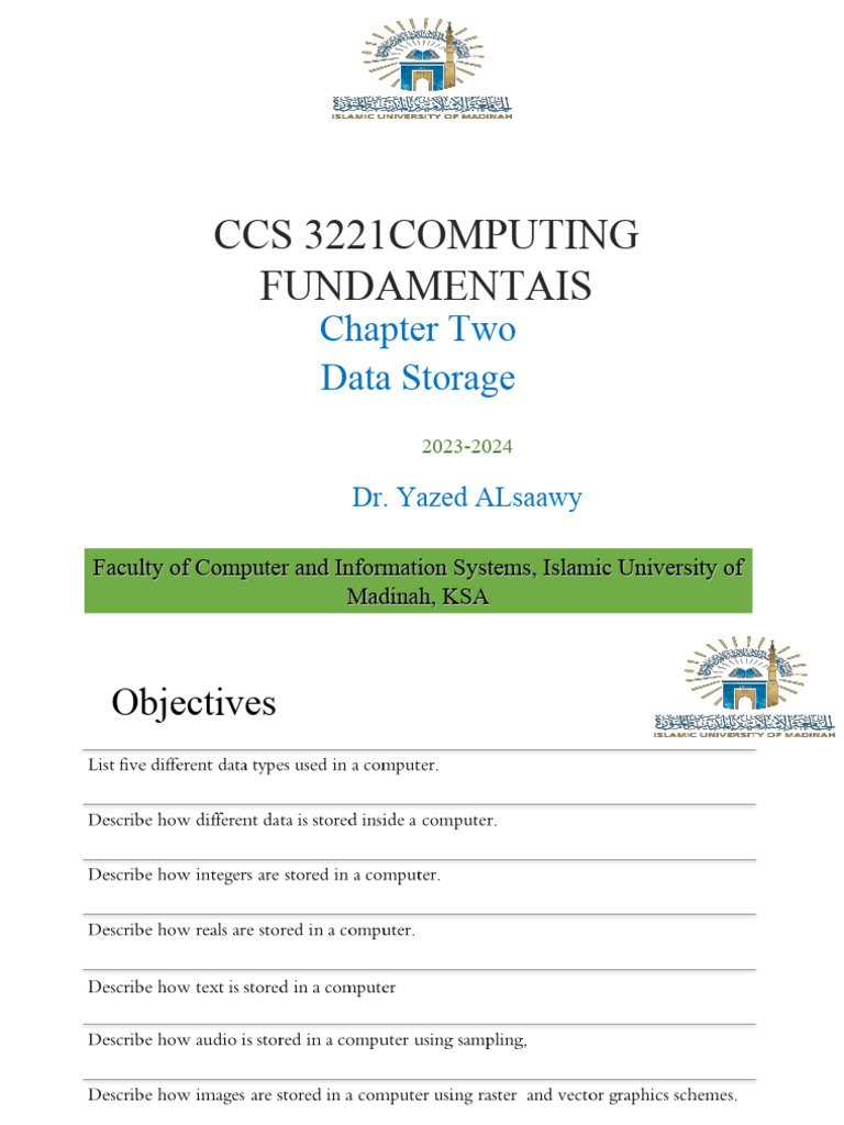 Chapter 2 - Ccs 3221 Computing Fundamental-Data Storage | PDF | Computer Data | Computing