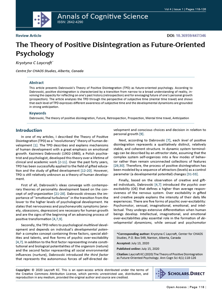 The Theory of Positive Disintegration As | PDF | Self Awareness | Empathy