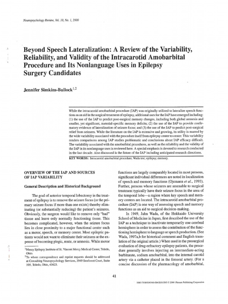 Beyond Speech Lateralization: A Review of The Variability, Reliability ...
