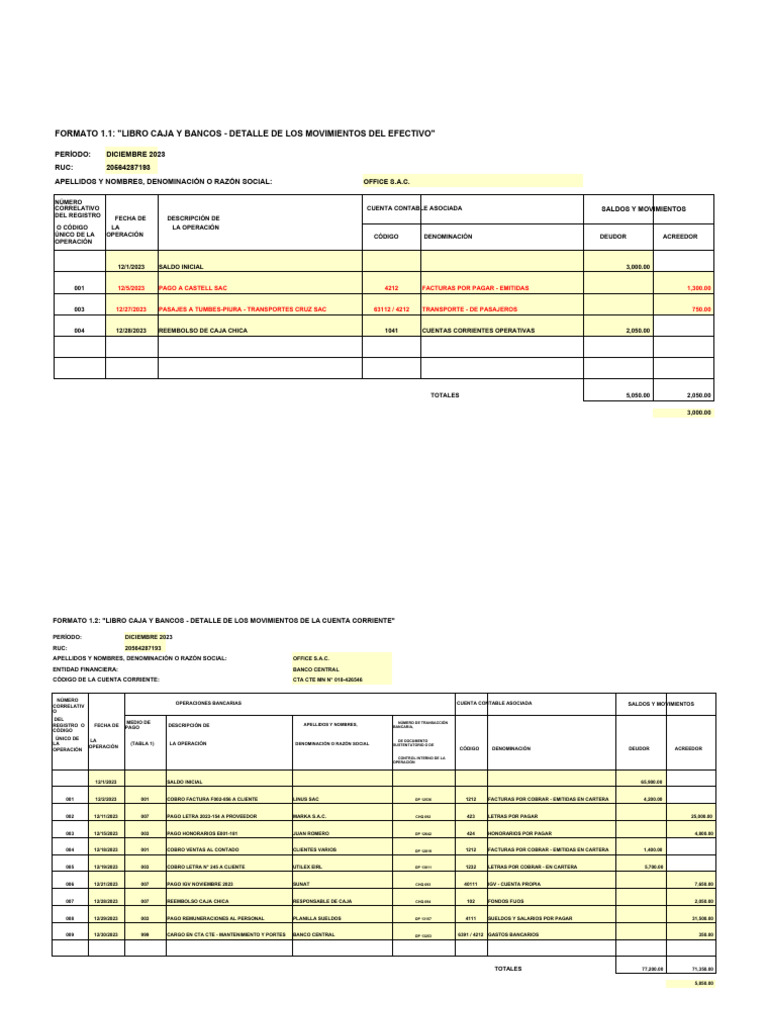 234 - Formato11 Libro Caja y Bancos - Caso Práctico - Solución | PDF | Bancos | Contabilidad