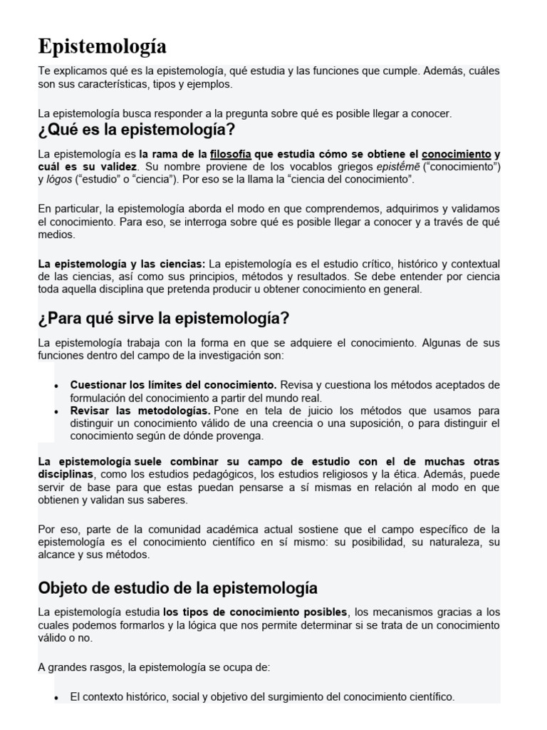 Epistemología | PDF | Conocimiento | Verdad