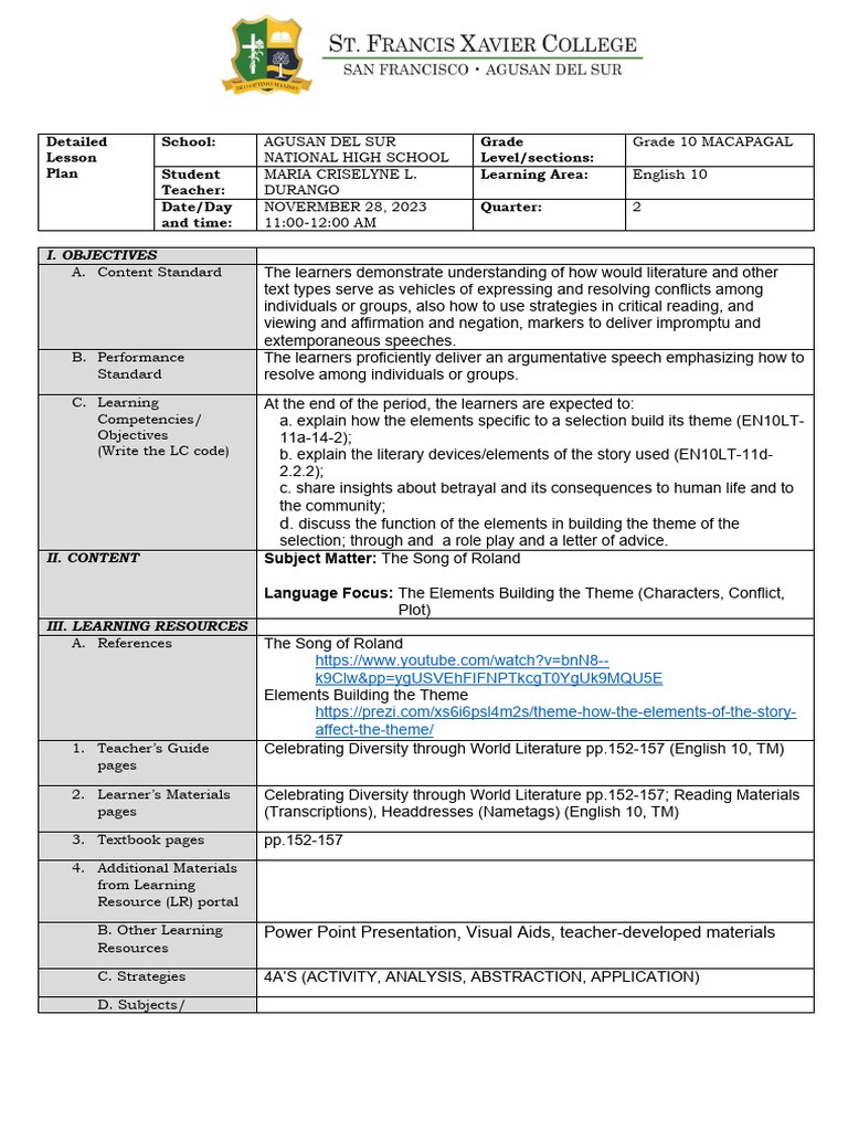 Asnhs Format 1 | PDF | Plot (Narrative) | Learning