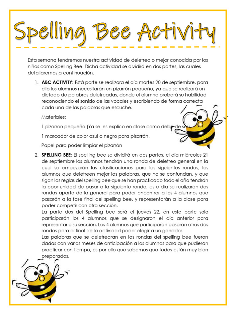 Spelling Bee Imprimir | PDF