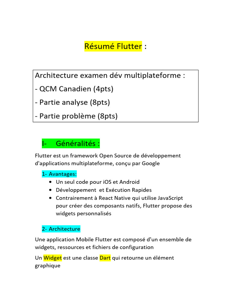 Résumé Flutter | PDF | Application | Logiciel
