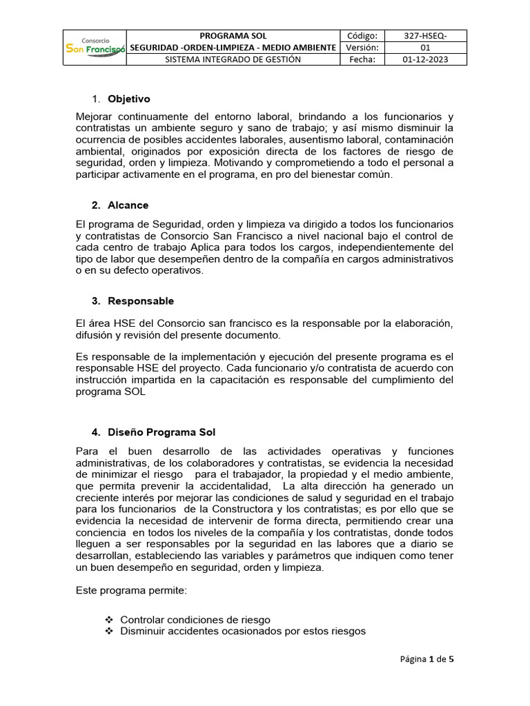 Programa Sol | PDF | Valores | Entorno natural