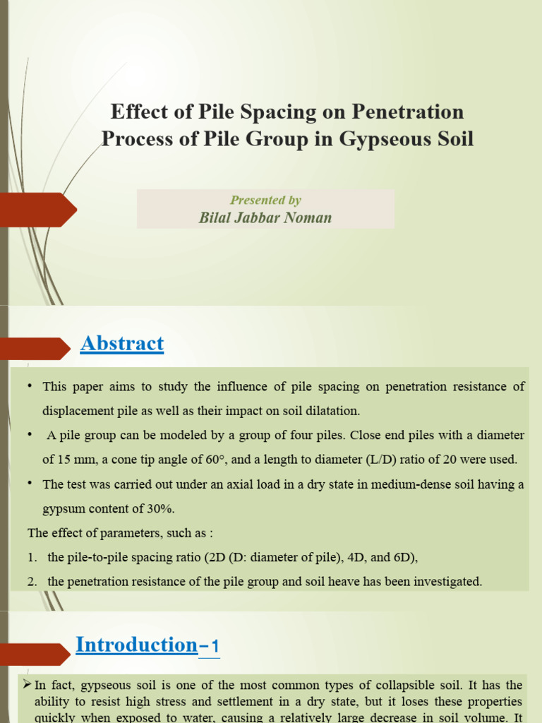 Effect of Pile Spacing On Penetration Process of Pile Group in Gypseous Soil | PDF | Deep ...