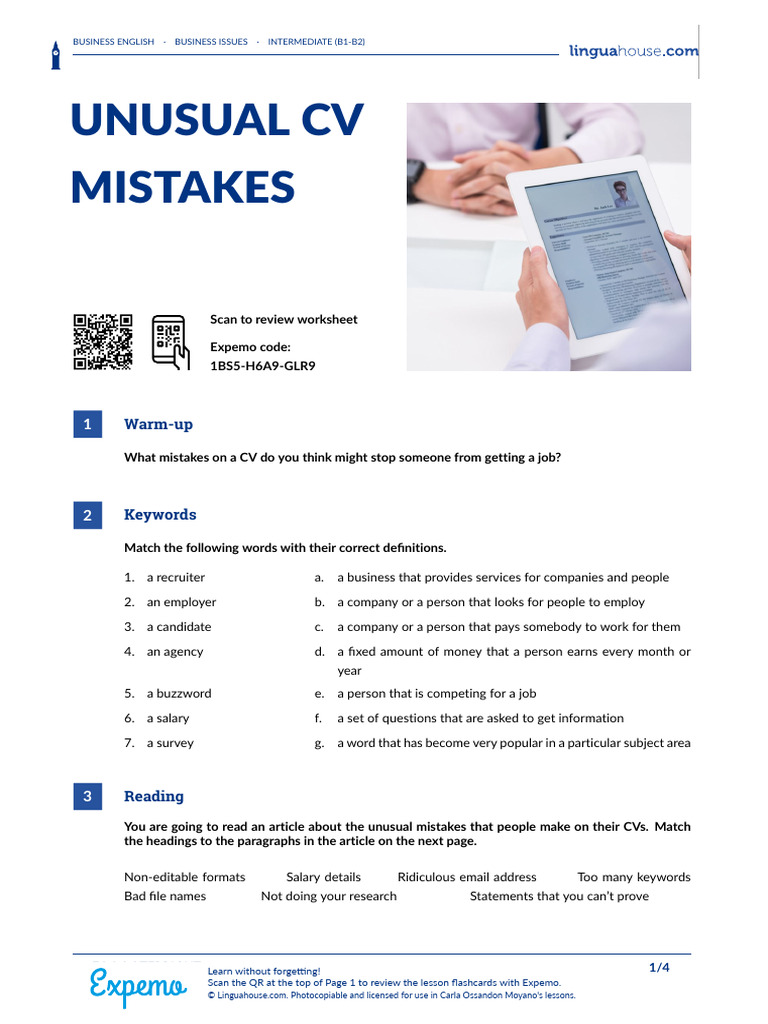 Unusual CV Mistakes British English Student | PDF | Recruitment ...