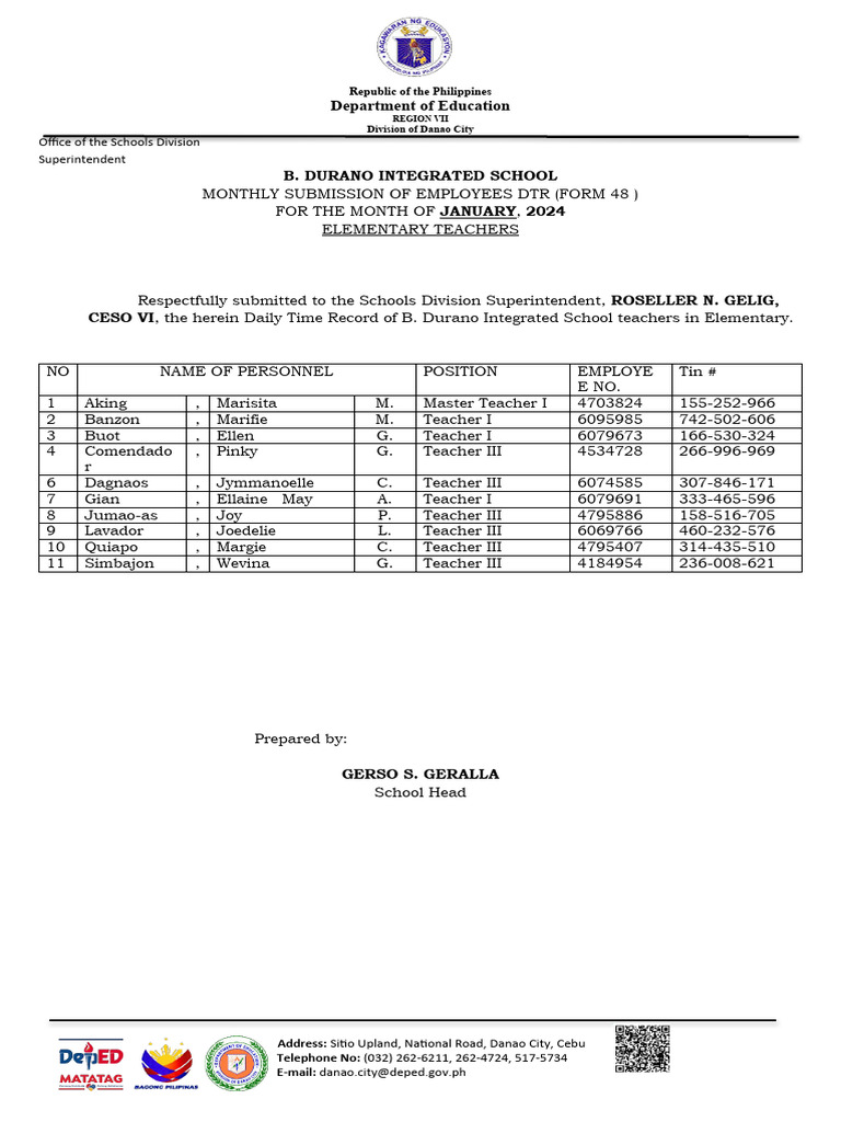 Endorsement of DTR March 2021 | PDF