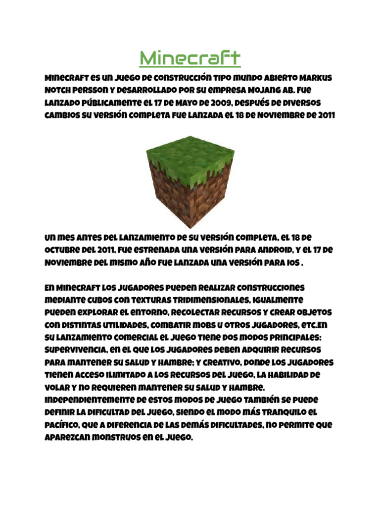 Guía de Minecraft: Modos y Monstruos | PDF