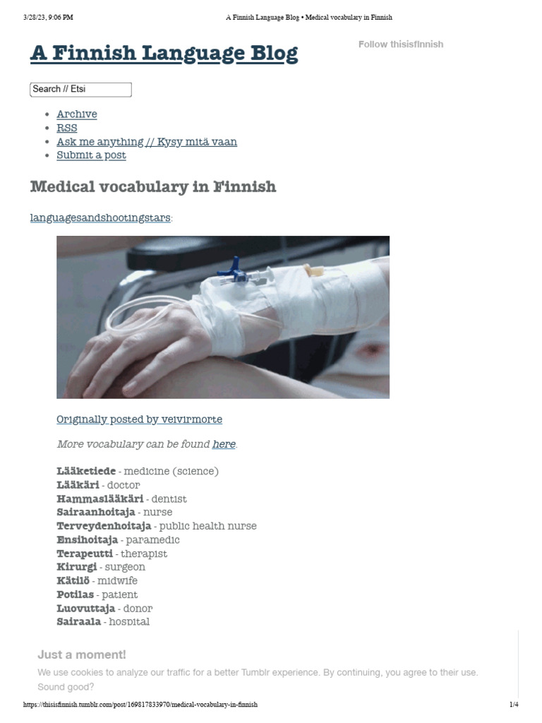 Finnish Medical Vocabulary Guide | PDF | Medicine | Infection