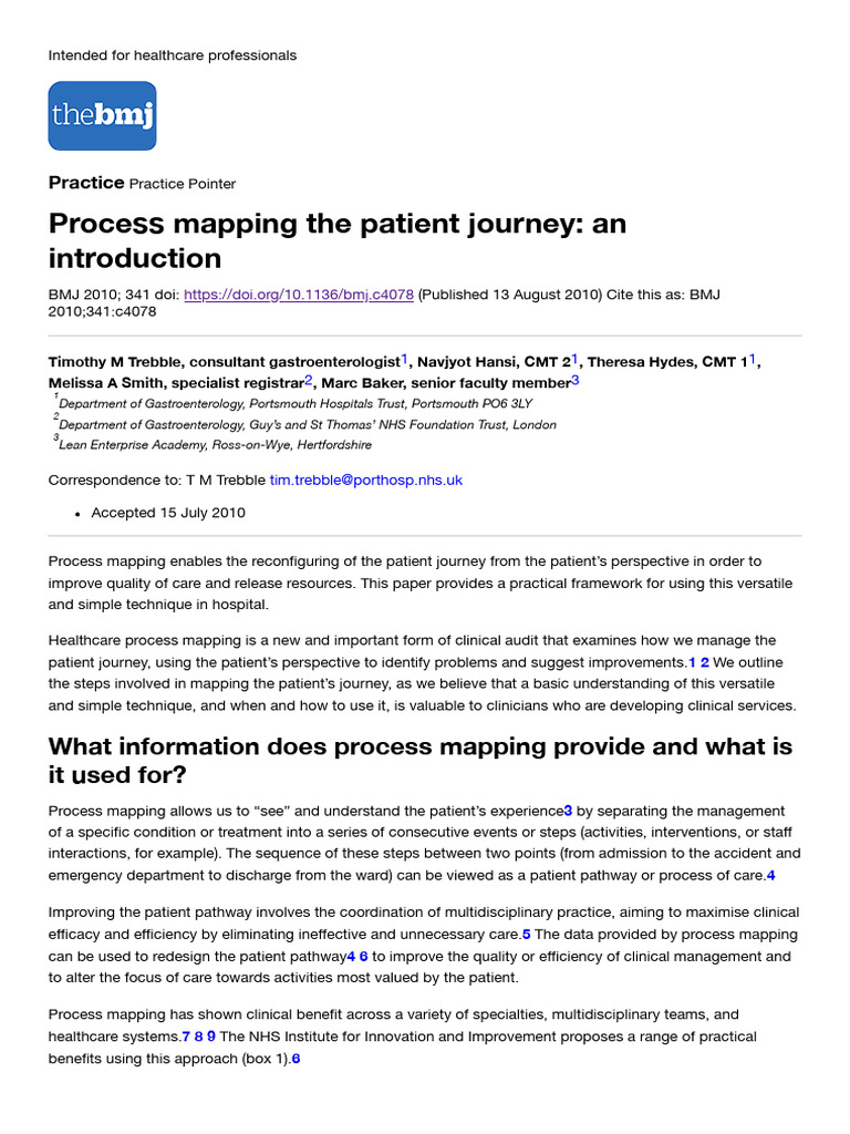 Process Mapping The Patient Journey - An Introduction - The BMJ | PDF ...