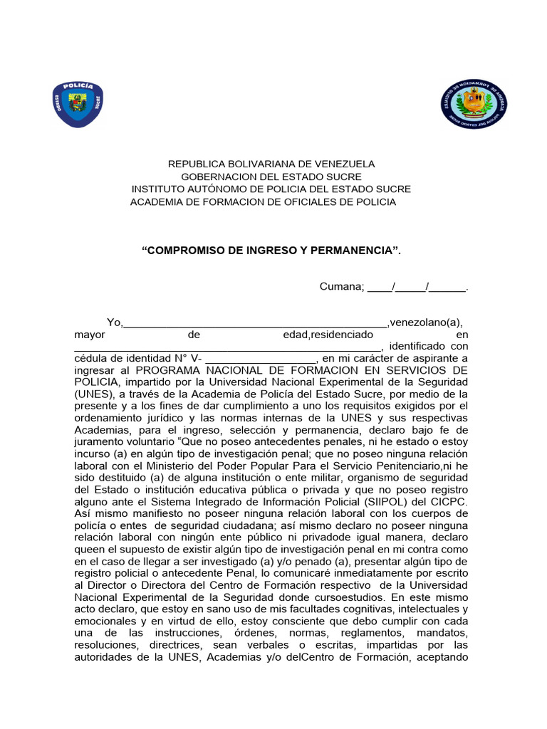 Acta de Compromiso Nueva | PDF | Policía | Estado (política)