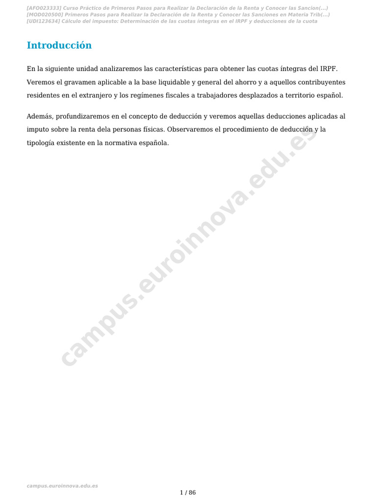 Cálculo Del Impuesto - Determinación de Las Cuotas Íntegras en El IRPF ...