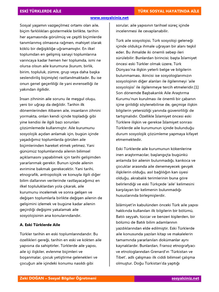 Eski Turklerde Aile | PDF