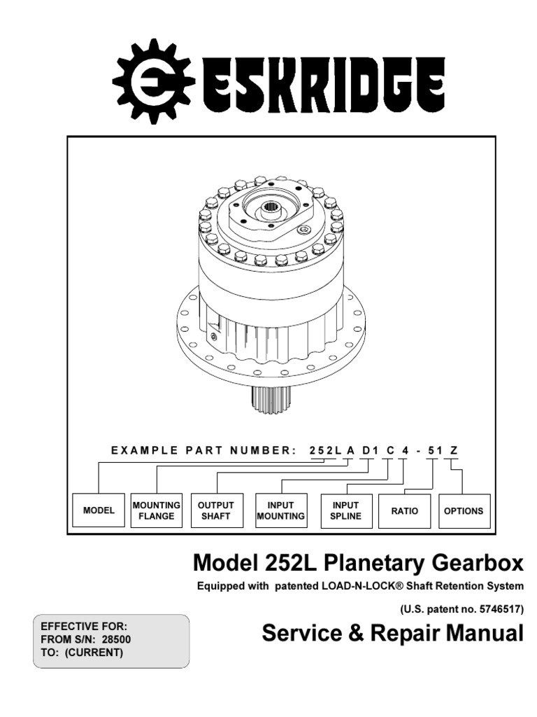 252L Spindle Gear Drive Service Manual | PDF | Manual Transmission ...