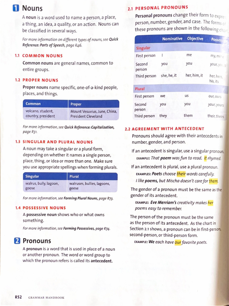 Grade 6 Grammarnounsandpronouns | PDF