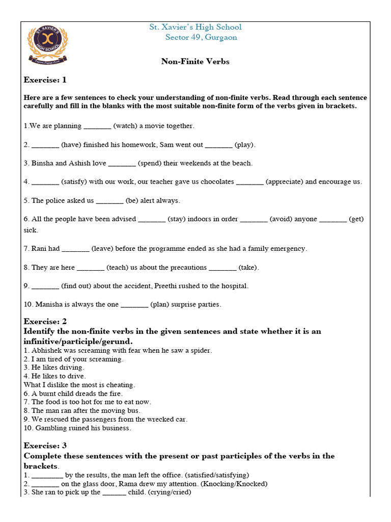 Exercise Non Finite | PDF