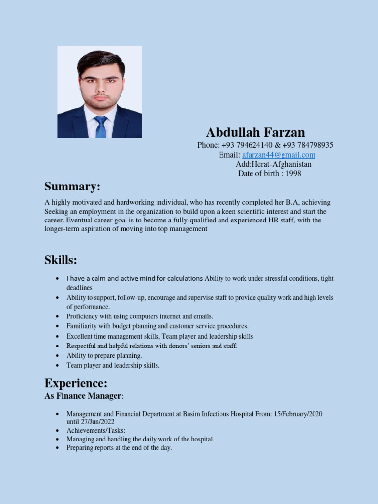Abdullah Farzan CV U | PDF