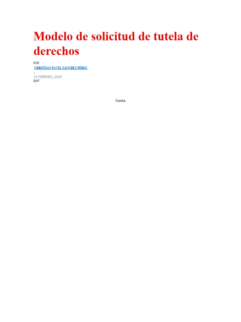 Modelo de Solicitud de Tutela de Derechos | PDF | Fiscal | Derecho penal