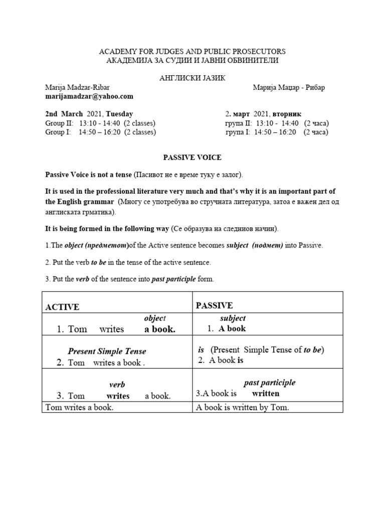 Understanding Passive Voice in English | PDF | Verb | Grammatical Tense