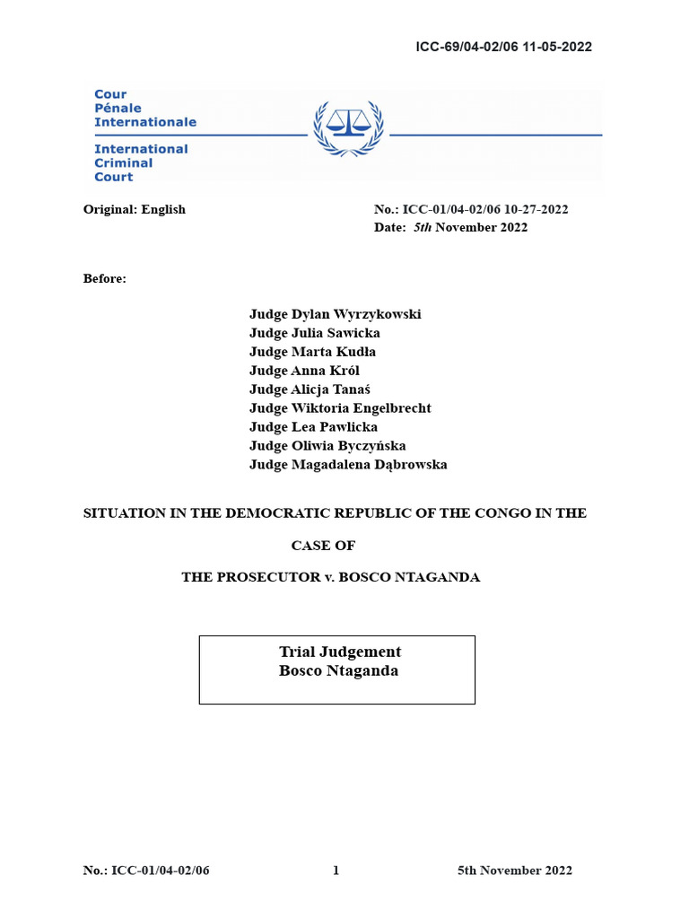 Trial Judgment ICC WawMUN 2022 | PDF | Burden Of Proof (Law) | Common Law