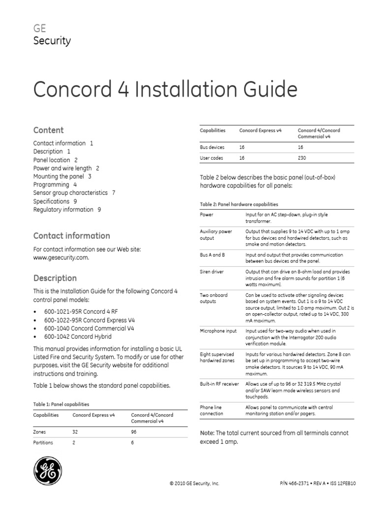Concord 4 Quick Install Guide | PDF | Security Alarm | Menu (Computing)