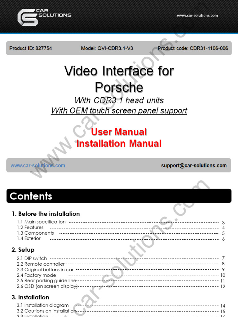 Car Video Interface For Porsche CDR 31 User Manual v3 | PDF | Video | Rgb Color Model