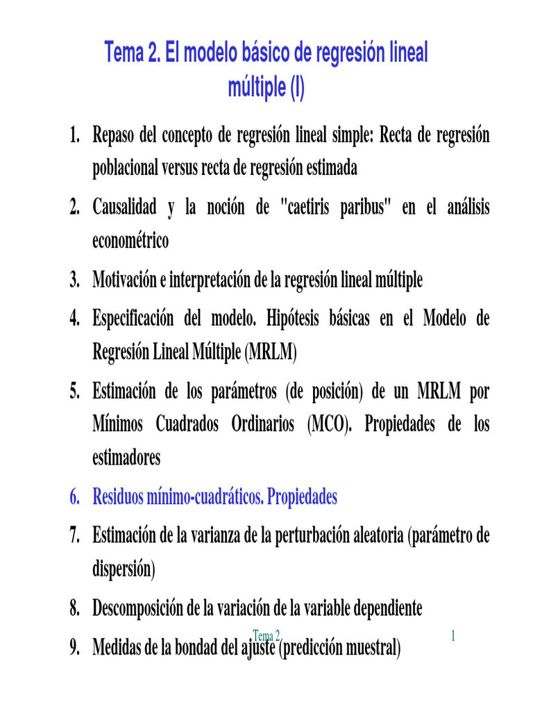 Tema 2 - El Modelo Básico de Regresión Lineal Múltiple (I) | PDF | Mínimos cuadrados ordinarios ...