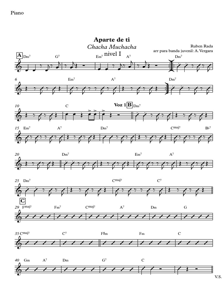 Aparte de Ti. 1er Nivel - Piano | PDF