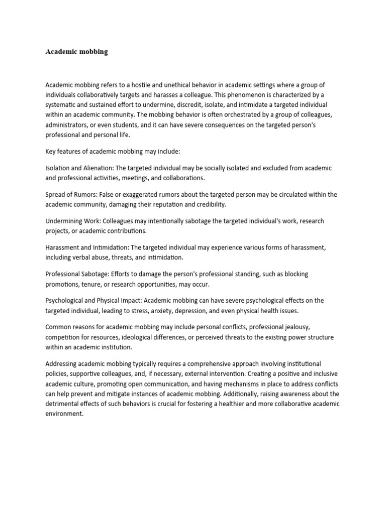 Academic Mobbing | PDF