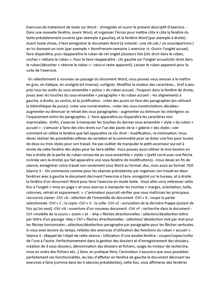 Exercices de Traitement de Texte Sur Word | PDF | Microsoft Word ...