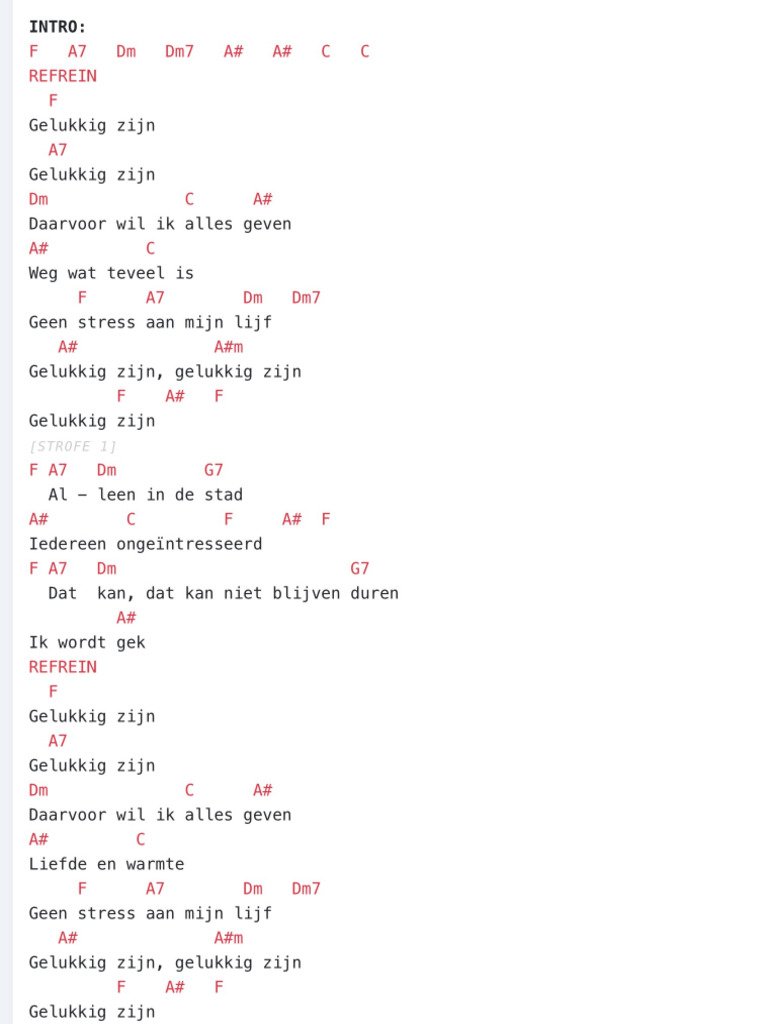 Gelukkig Zijn Chords - Raymond Van Het Groenewoud | PDF