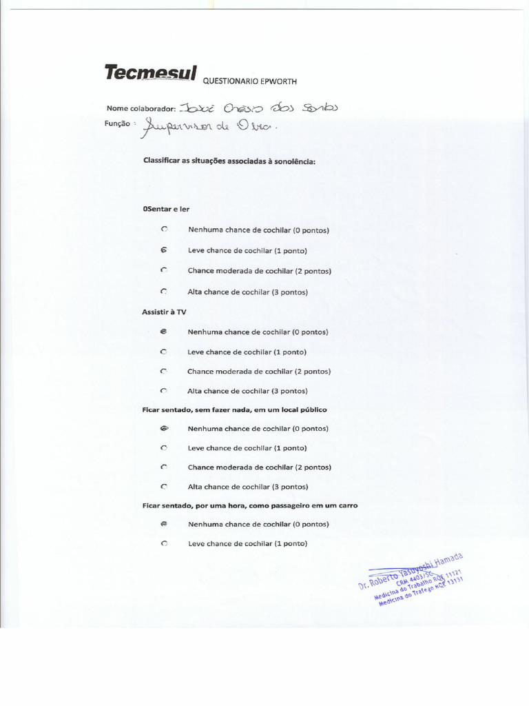 Questionario Epworth | PDF
