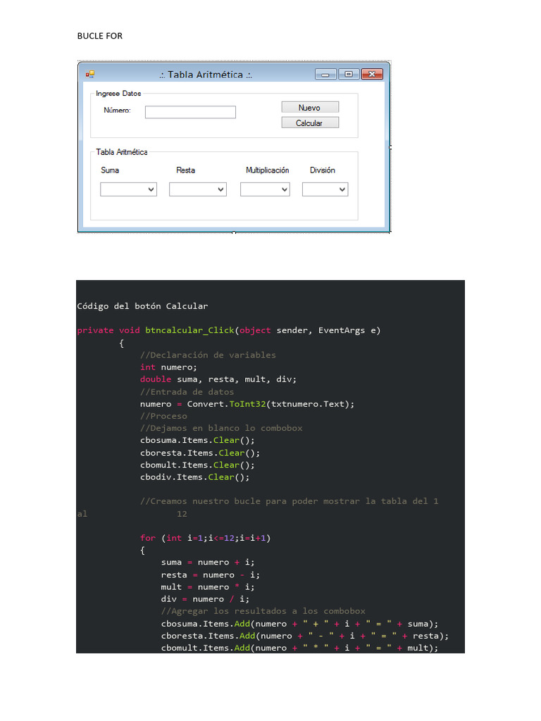 Bucle For | PDF Bucle For | PDF