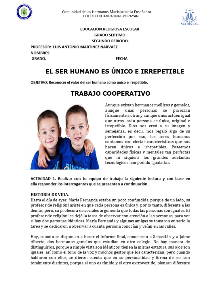 El Ser Humano: Único e Irrepetible | PDF | Maestros