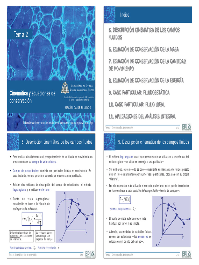 Tema 2 (x4) - FLUIDOS | PDF | Mecánica de fluidos | Cinemática
