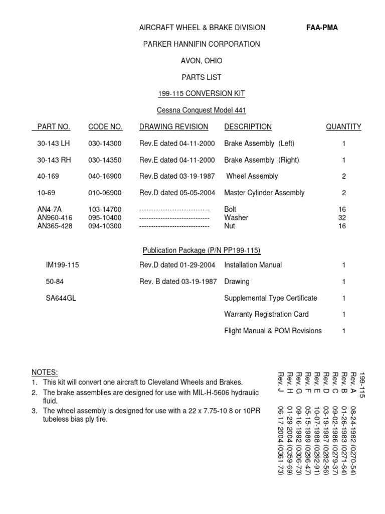 C441 Cleveland Brakes Conversion | PDF | Manufactured Goods | Vehicles