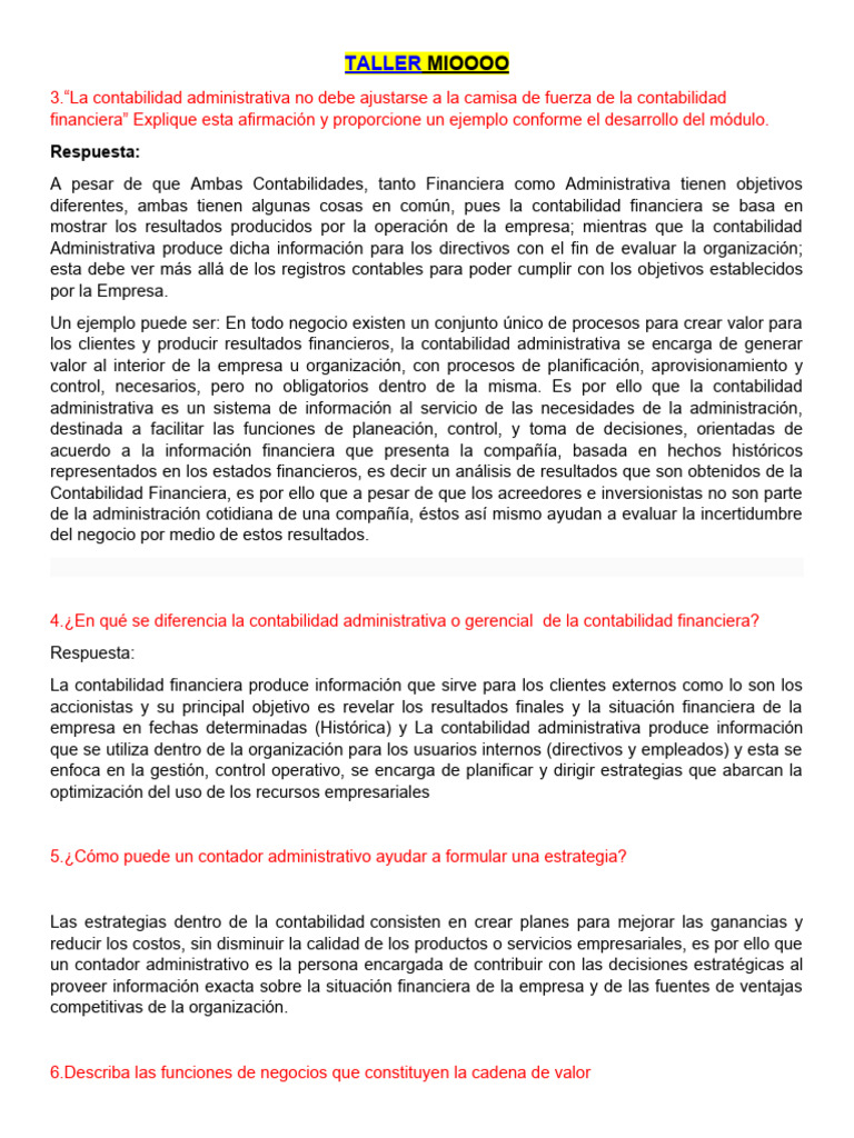 Taller Final Contabilidad Gerencial | PDF | Contabilidad | Planificación