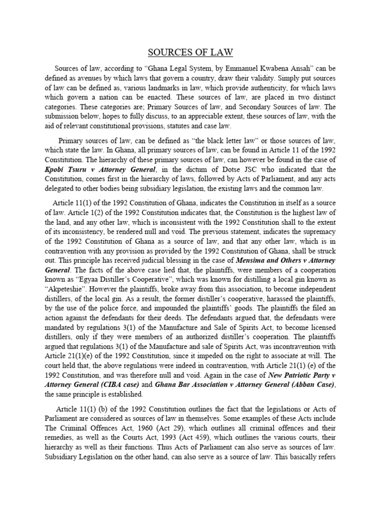 Sources of Law | PDF | Common Law | Sources Of Law