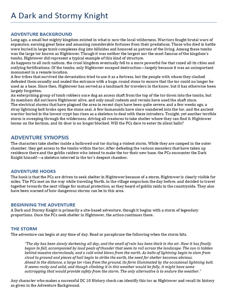 A Dark and Stormy Knight | PDF