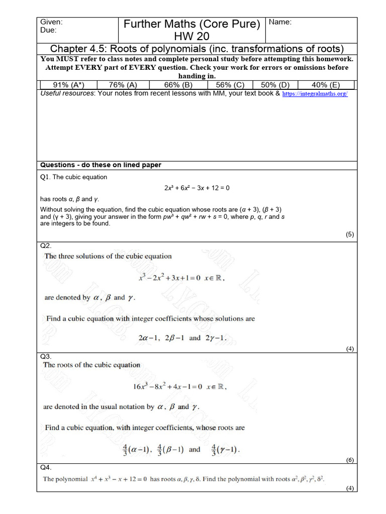 Homework: Roots of Polynomials | PDF