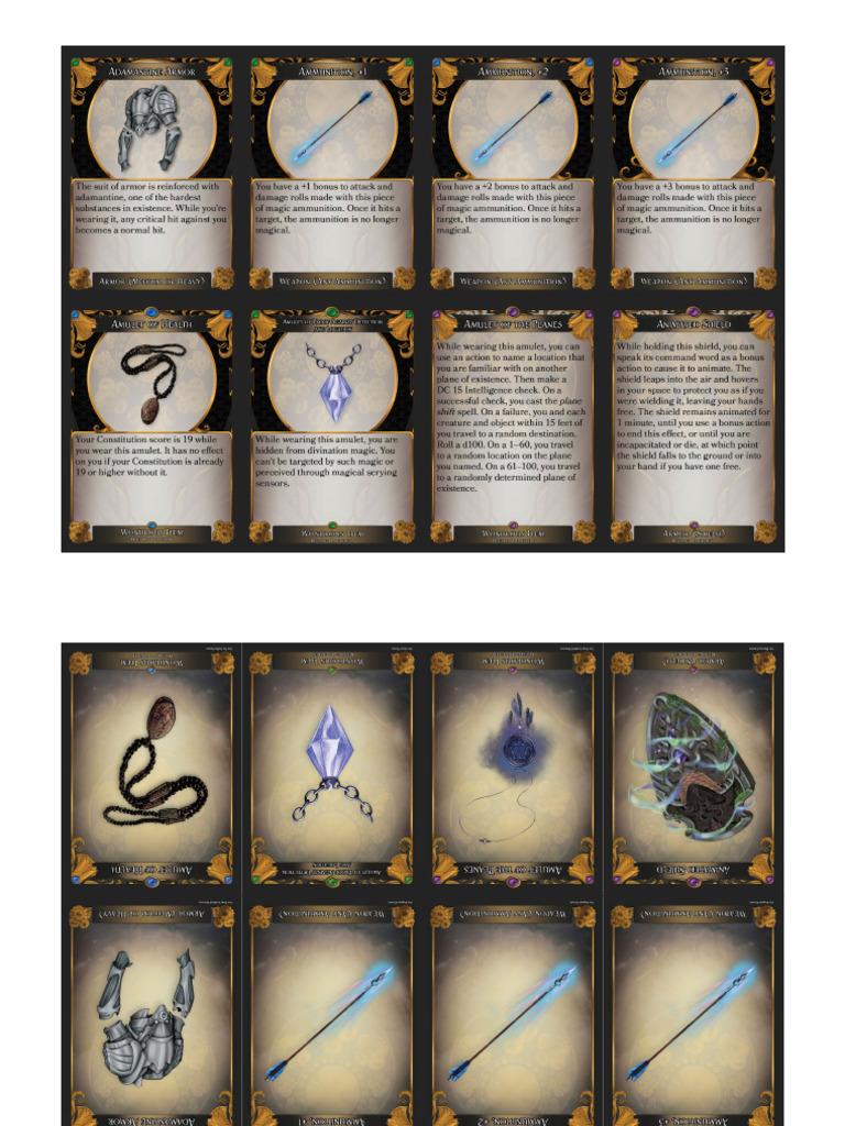 5E Magic Items Printable Card Sheets (A4) | PDF