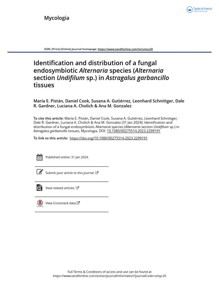 108-Alternaria in Astragalus Garbancillo Tissues-2024 | PDF | Seed | Fungus